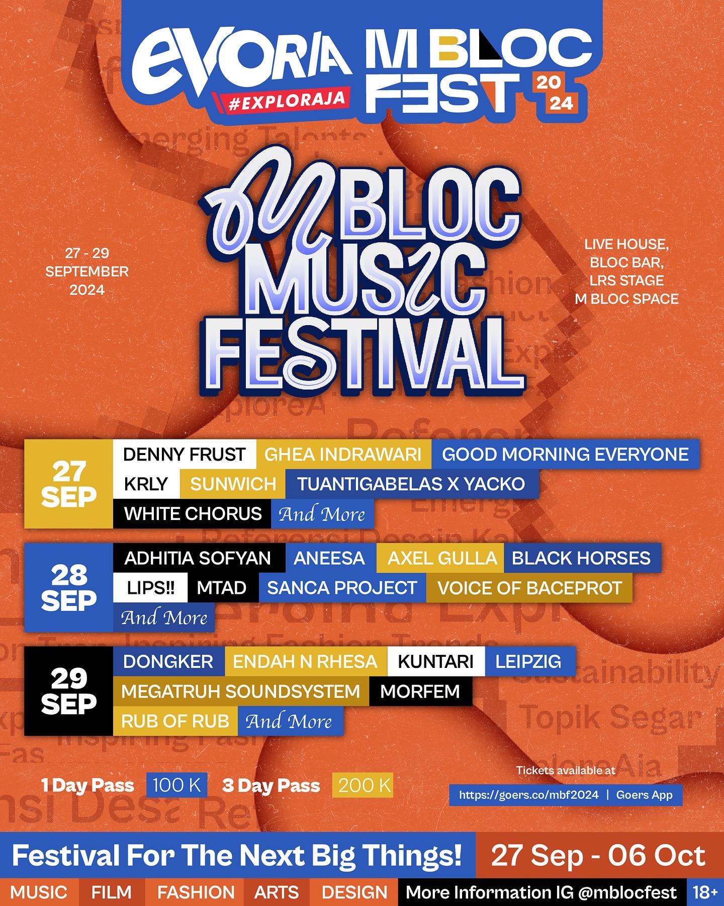 Evoria M Bloc Fest 2024 Menghadirkan Parade Musik, Seni, Desain, Film dan Fashion dalam Satu ...